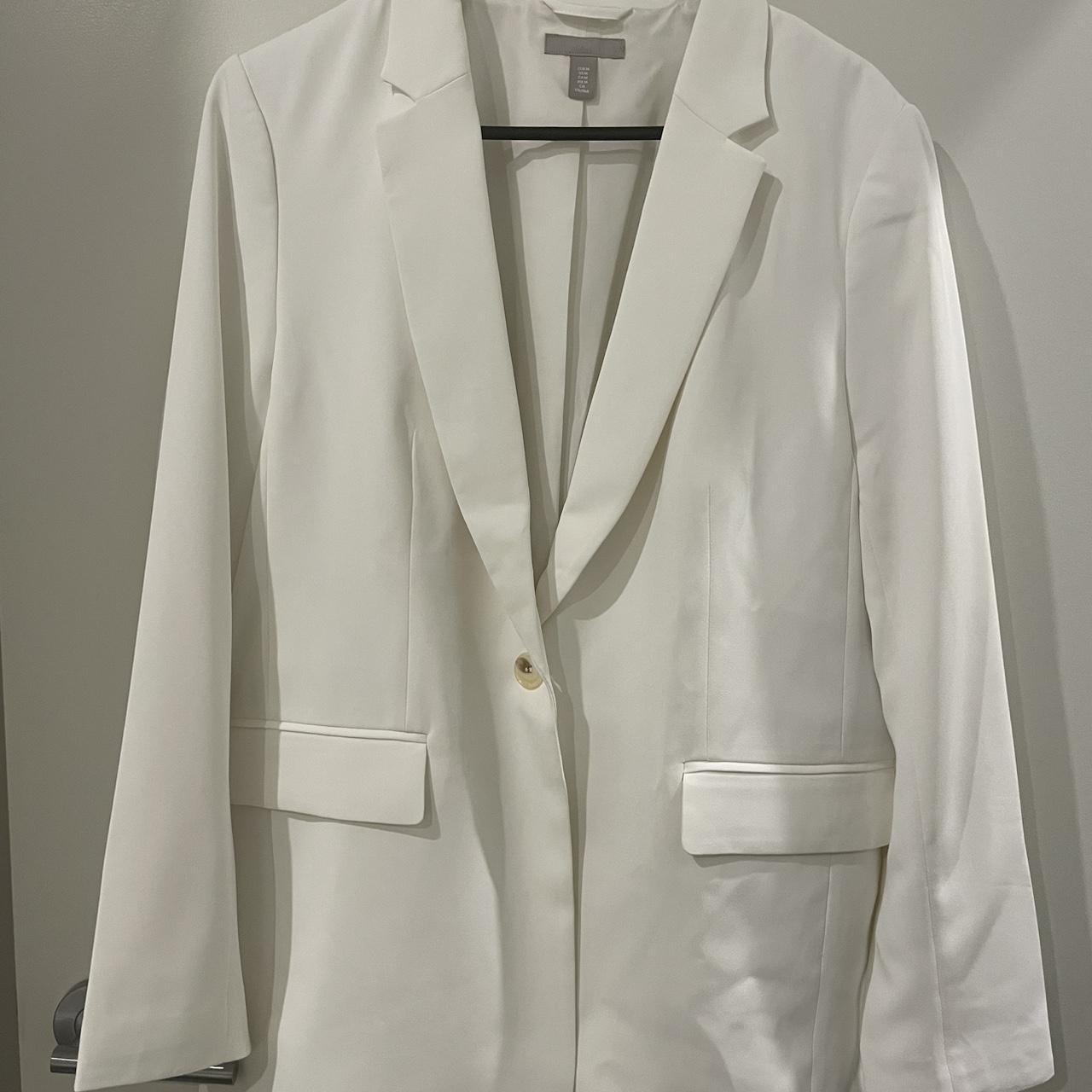 White HnM blazer with beige button detail, great for... | Depop