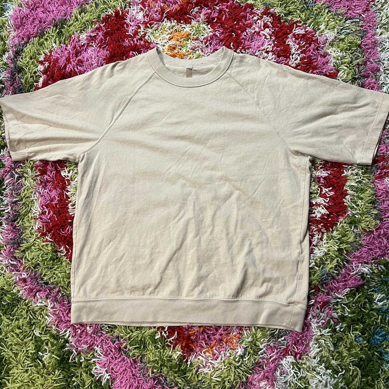 UNIQLO Famous Cotton Oversized Boxy Tee in Beige 📦... - Depop