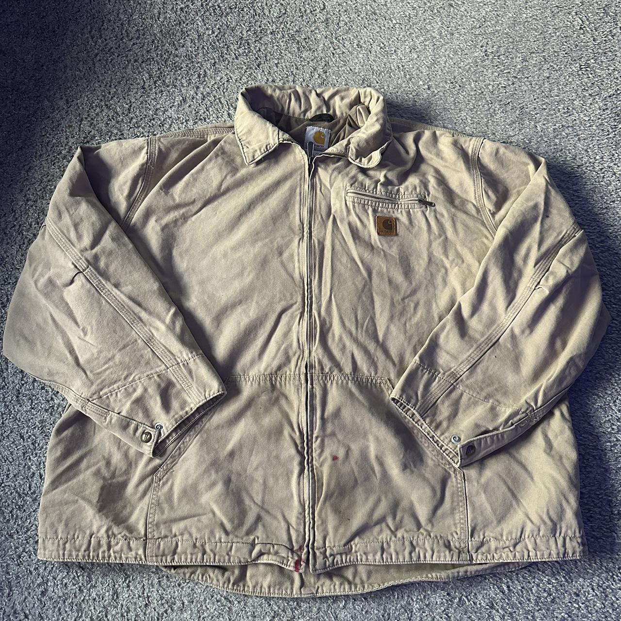 2000’s Carhartt Khaki Workwear Jacket Men’s size... - Depop