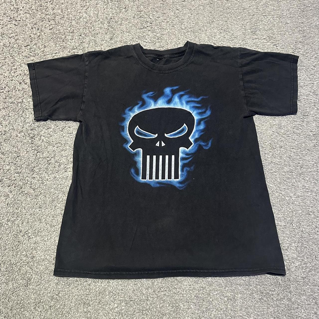 Y2K Grunge Flaming Skull T-shirt Men’s size M Any... - Depop