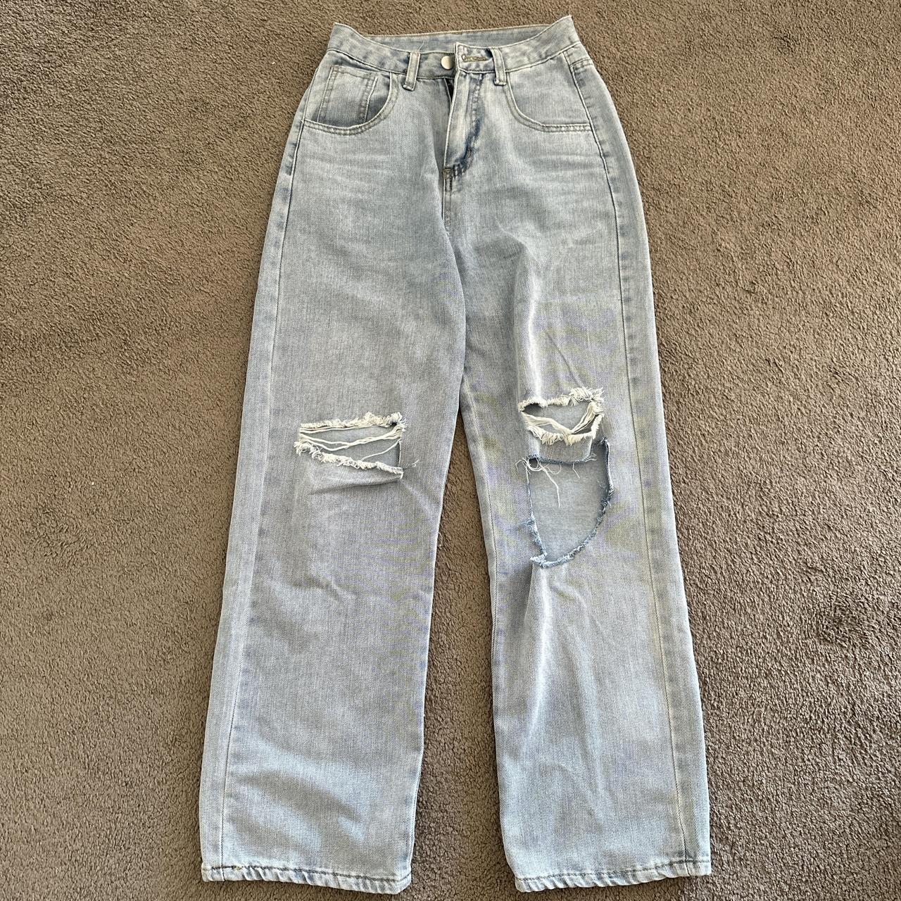 Vintage Ripped Jeans | Light blue | No size but best... - Depop