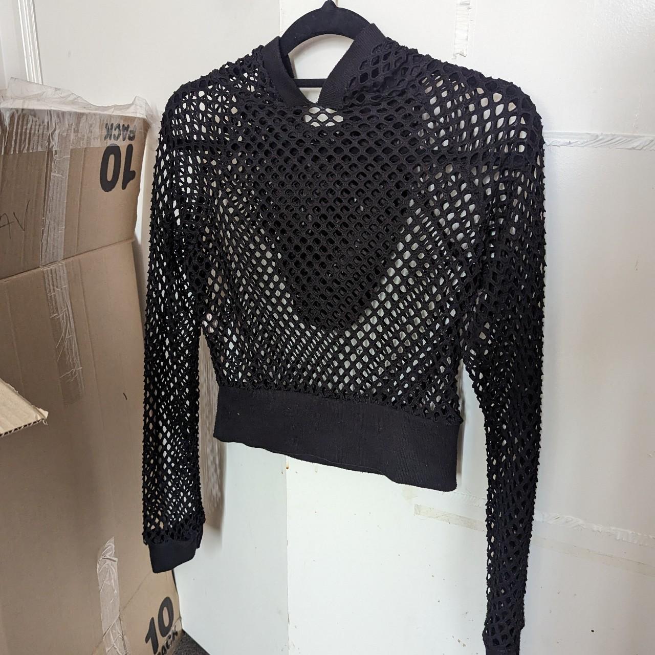 Cropped Mesh / Fishnet Hoodie. #croppedhoodie... - Depop