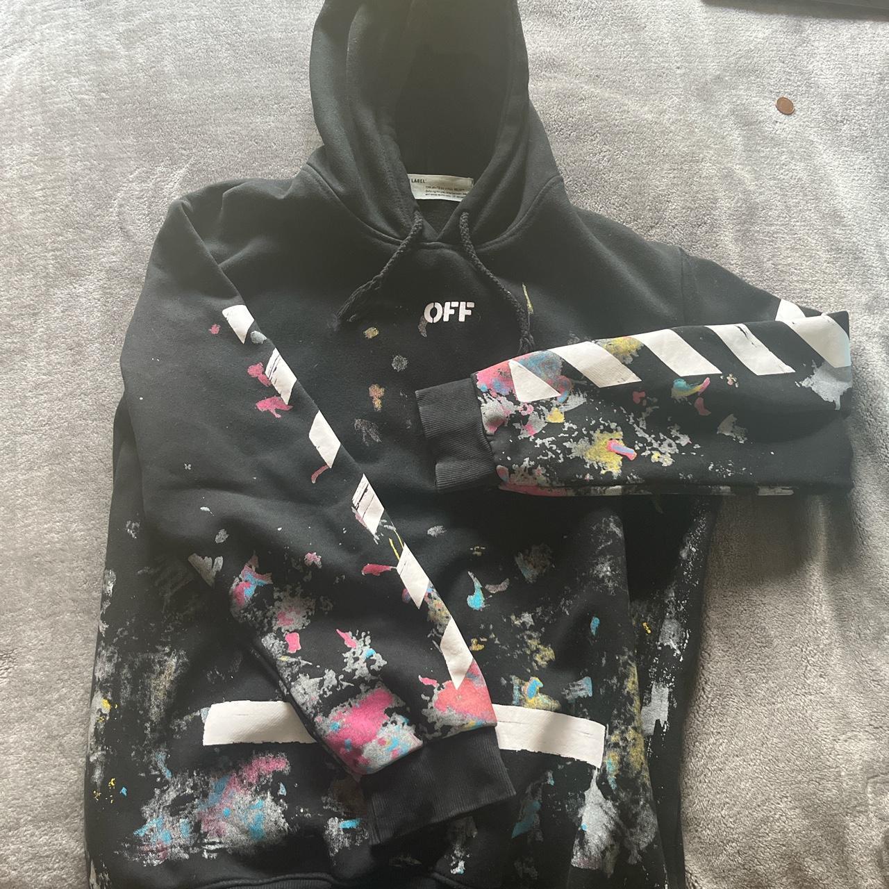 Limited edition off white paint splash hoodie. Size... - Depop