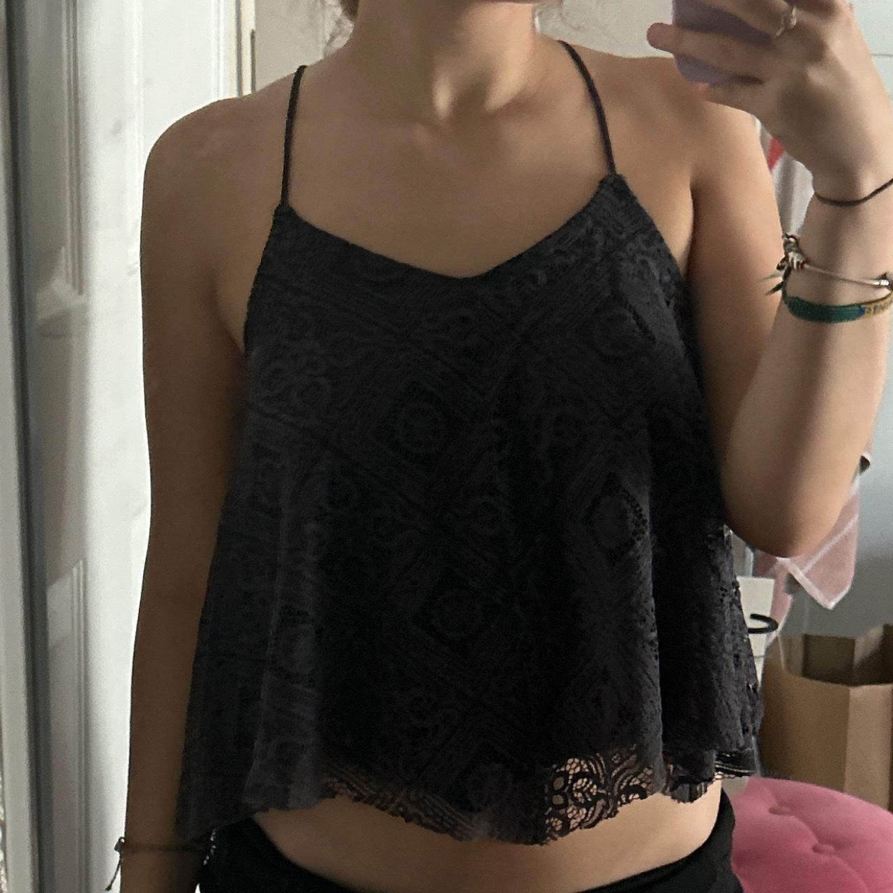 american eagle outfitters dark gray top -lightly... - Depop