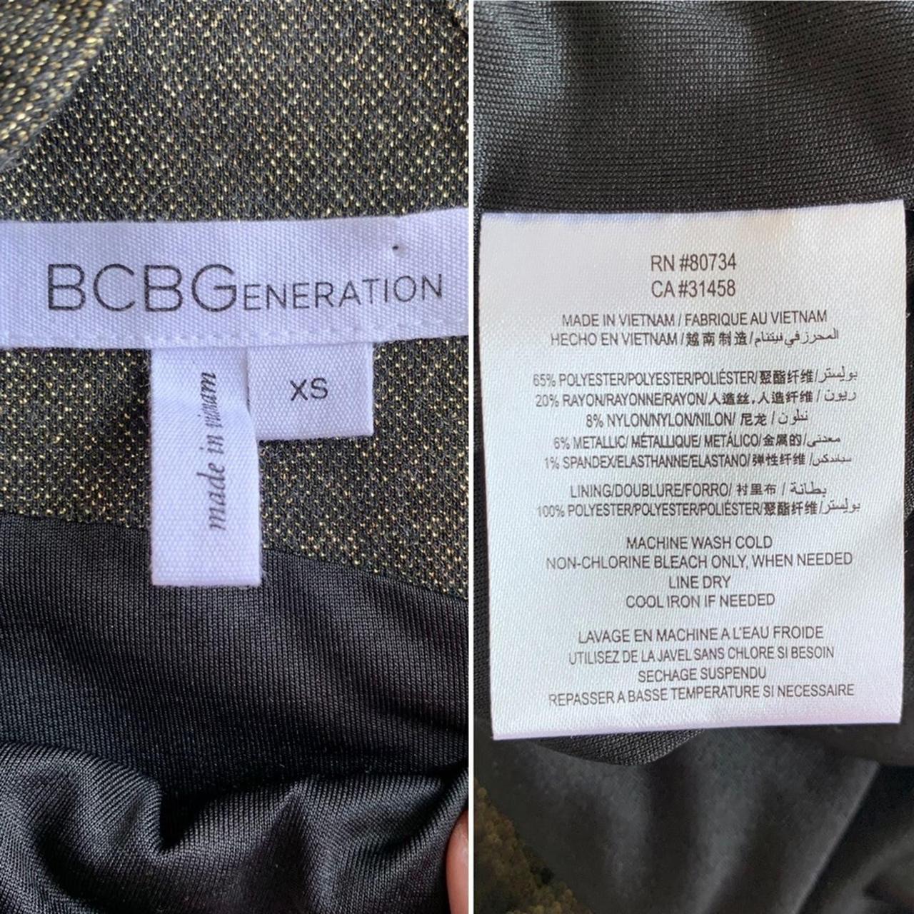 BCBGeneration Golden Shimmer Knit Bodycon Mini Dress... - Depop