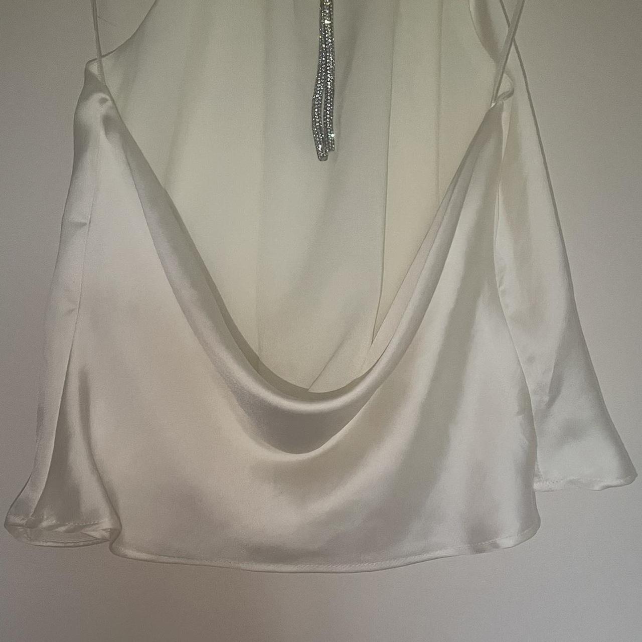zara backless halter neck diamante satin top size... - Depop