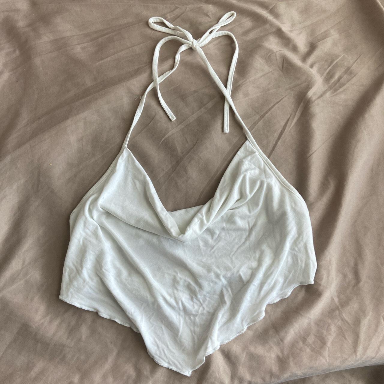Droop neck tie back top, double lined on inside so... - Depop