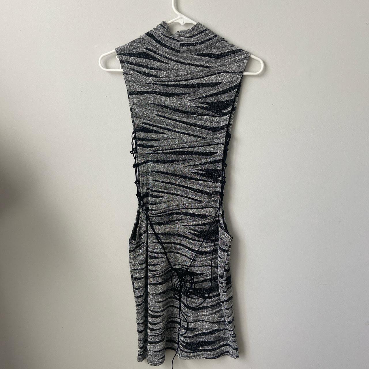Glittery dress, zebra print, cross tie ruched... - Depop
