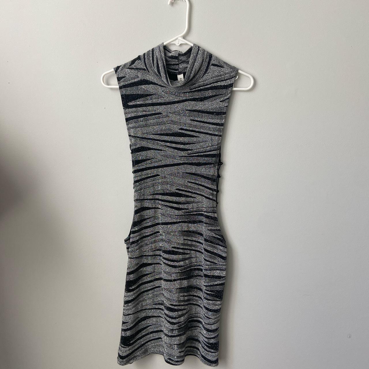 Glittery dress, zebra print, cross tie ruched... - Depop
