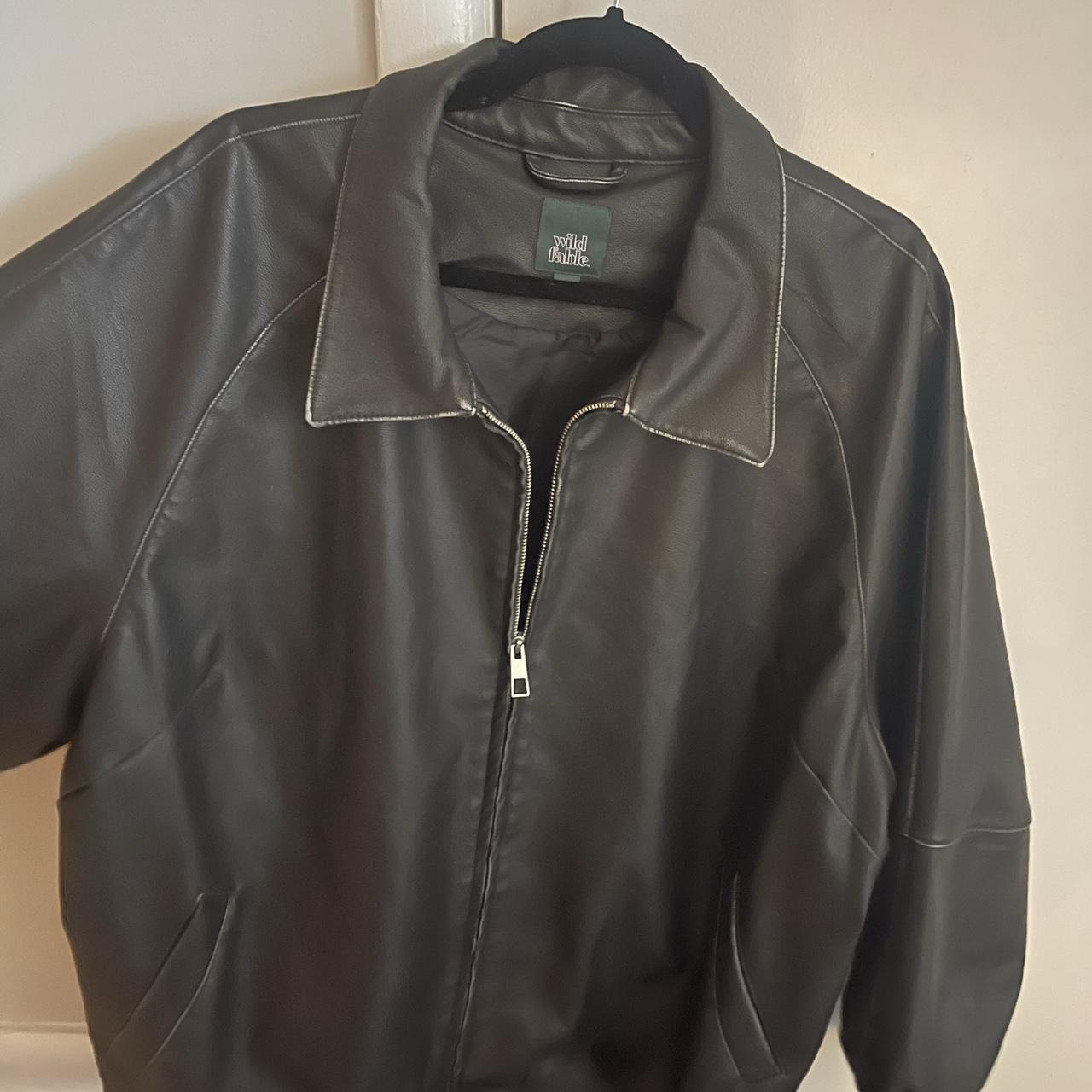 Distressed faux leather jacket Target $45 - Depop