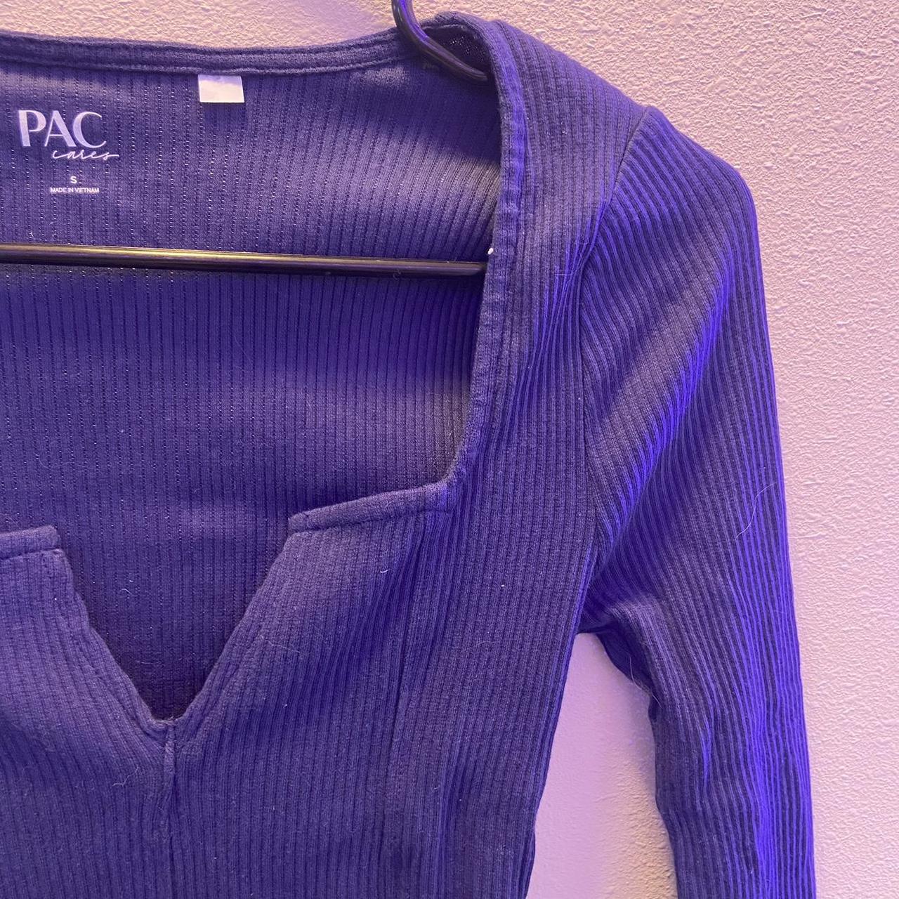 Pacsun navy blue cropped long sleeve with square... - Depop