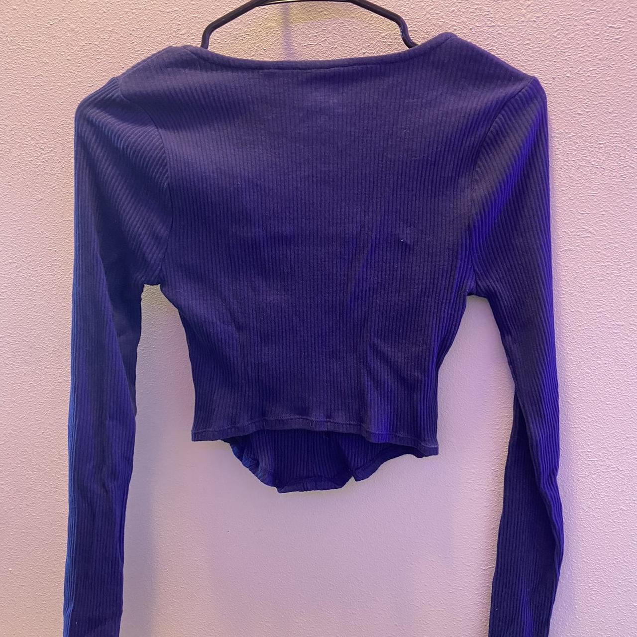 Pacsun navy blue cropped long sleeve with square... - Depop