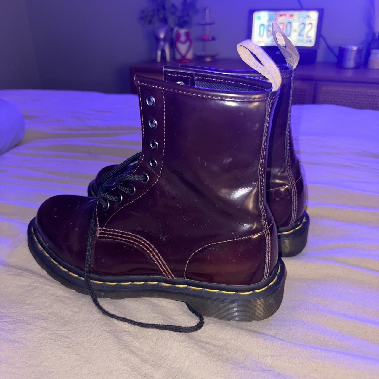 cherry red doc marten boots glossy! - Depop