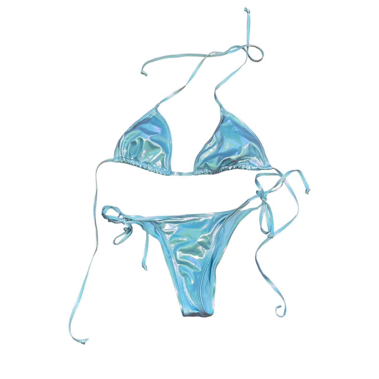 Metallic Blue Bikini Size Small Depop