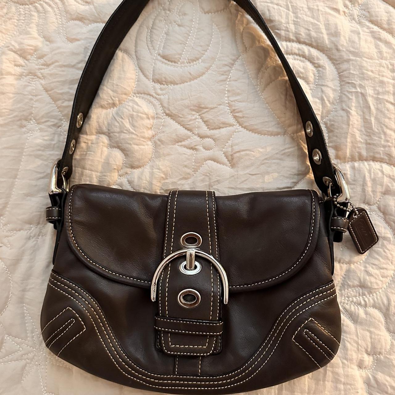 vintage 2000s brown leather coach soho buckle... - Depop