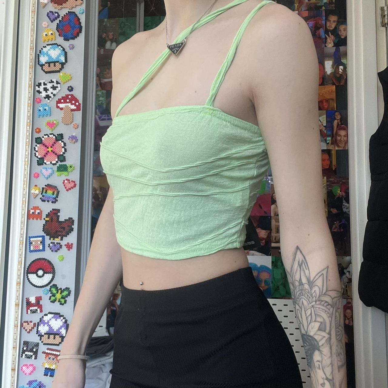 Pretty little thing lime crop top UK size: small... | Depop