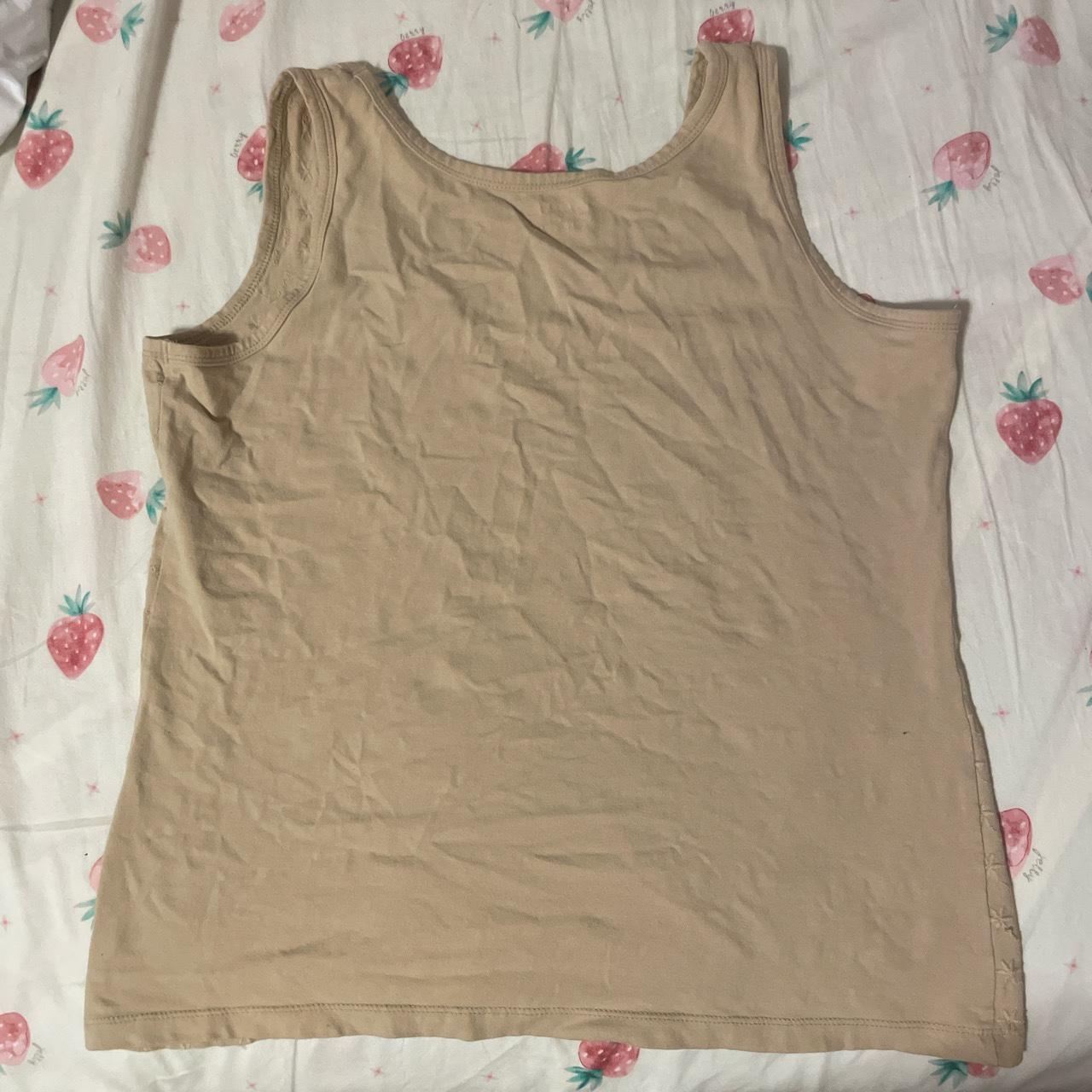 tan tank top, with flower details - Depop