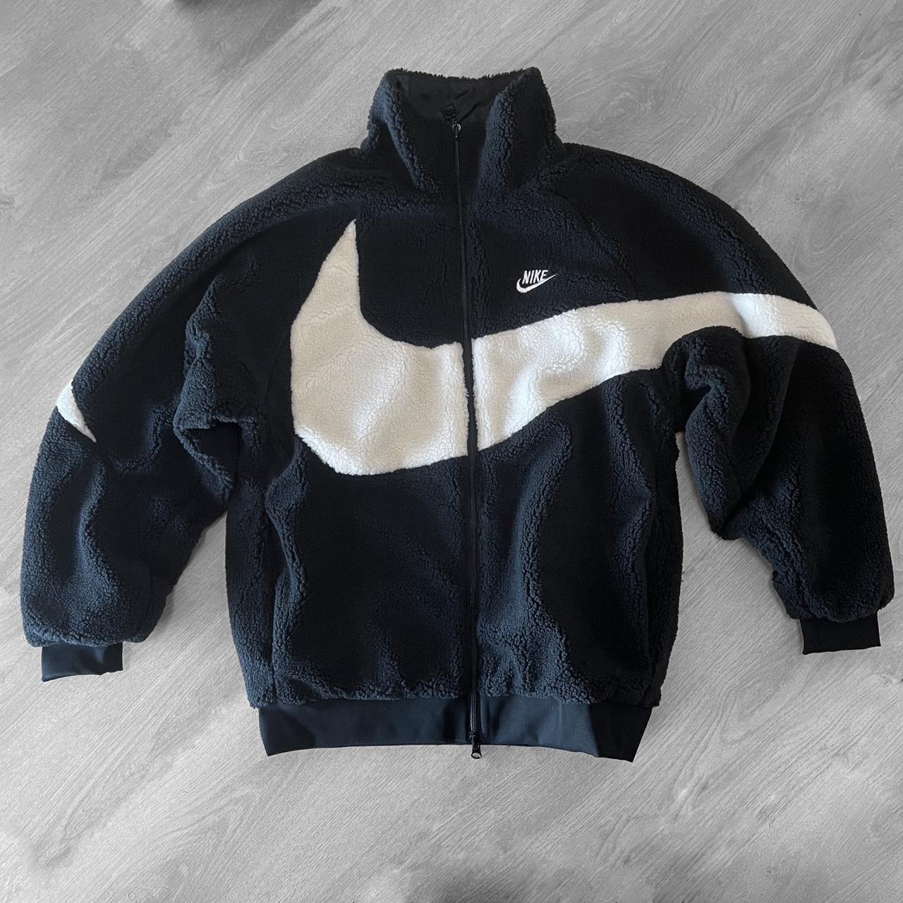 Nike Big Swoosh fleece jacket Double sided.... - Depop