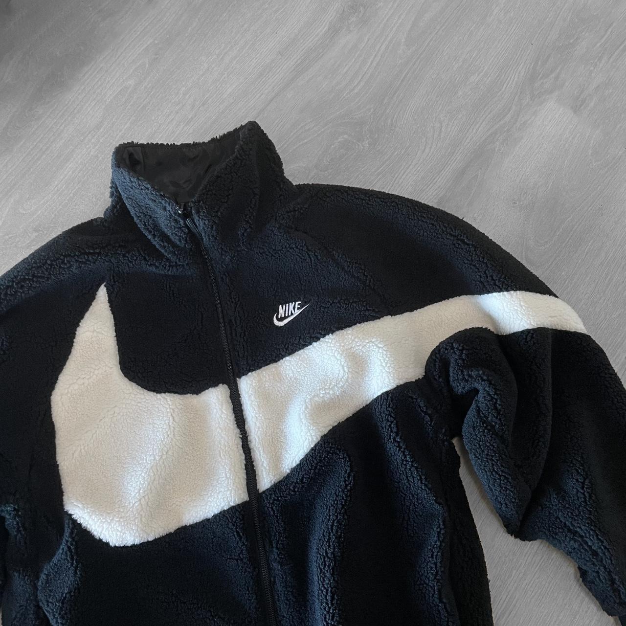 Nike Big Swoosh fleece jacket Double sided.... - Depop