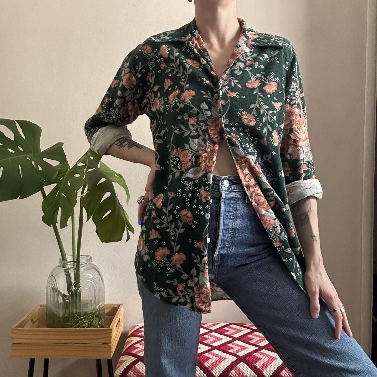 Vintage Floral Flannel- Adorable 70’s flannel... | Depop