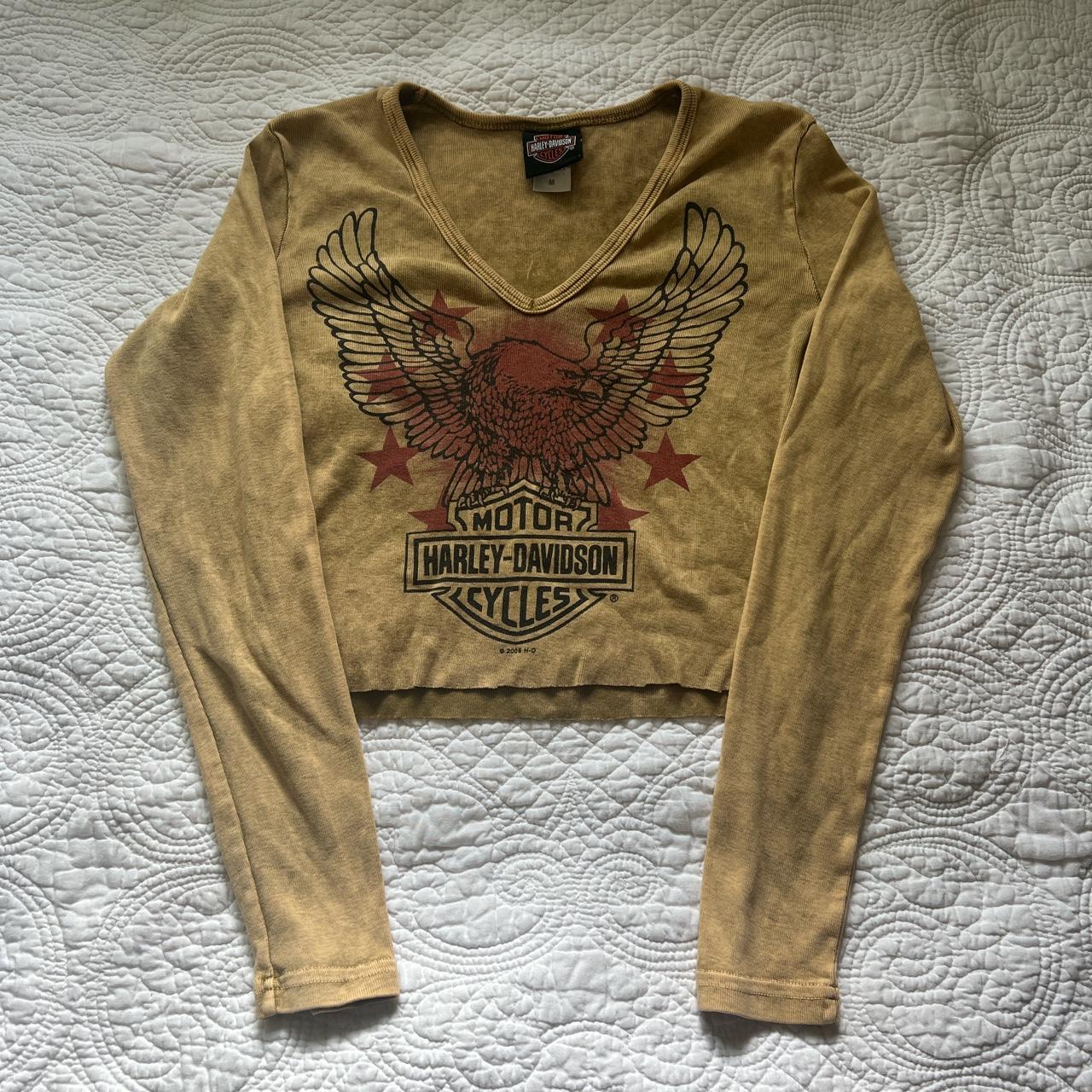 cropped harley davidson long sleeve. can fit... - Depop