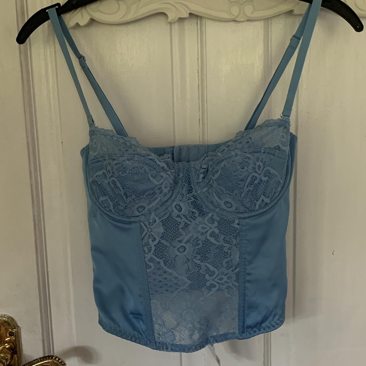 urban outfitters light blue corset top never been... - Depop