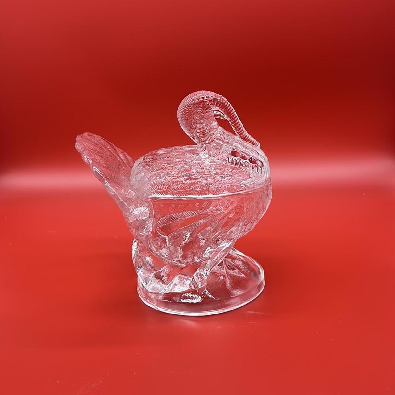 Vintage L E Smith Turkey Pressed Clear Glass Covered... - Depop