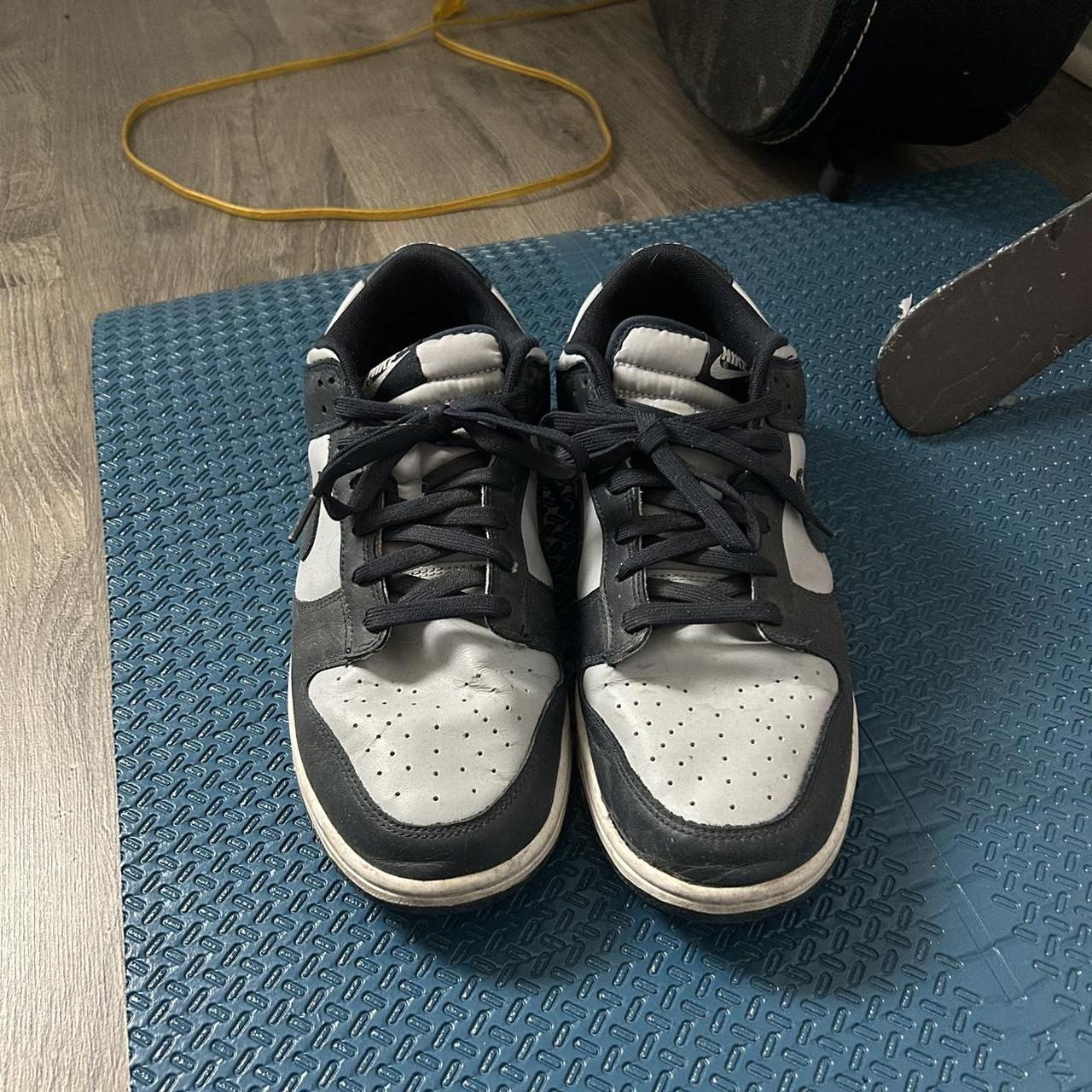 Nike Dunk Low Panda trainers in light blue and dark... | Depop