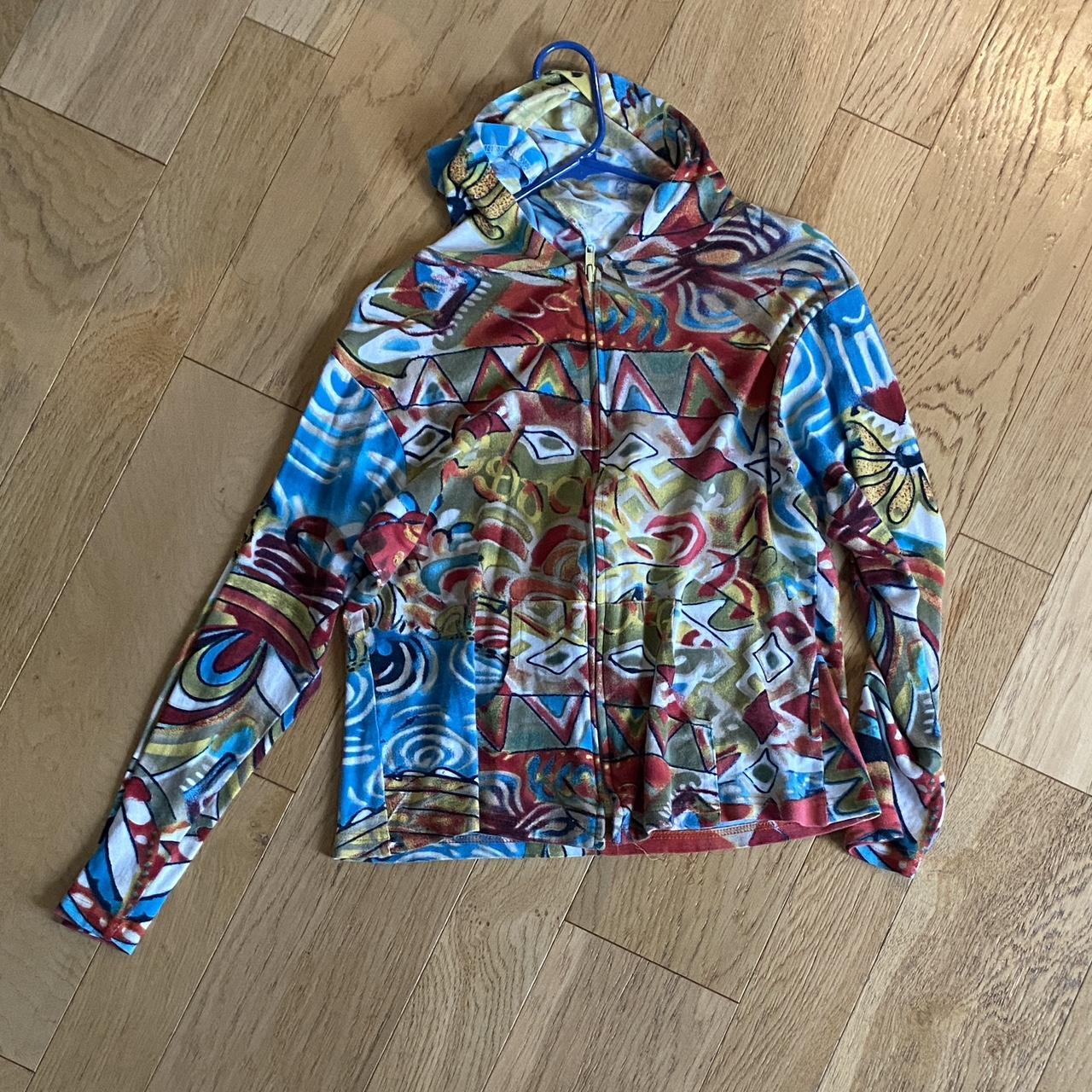 Funky zip up jacket Size: large, could fit... - Depop