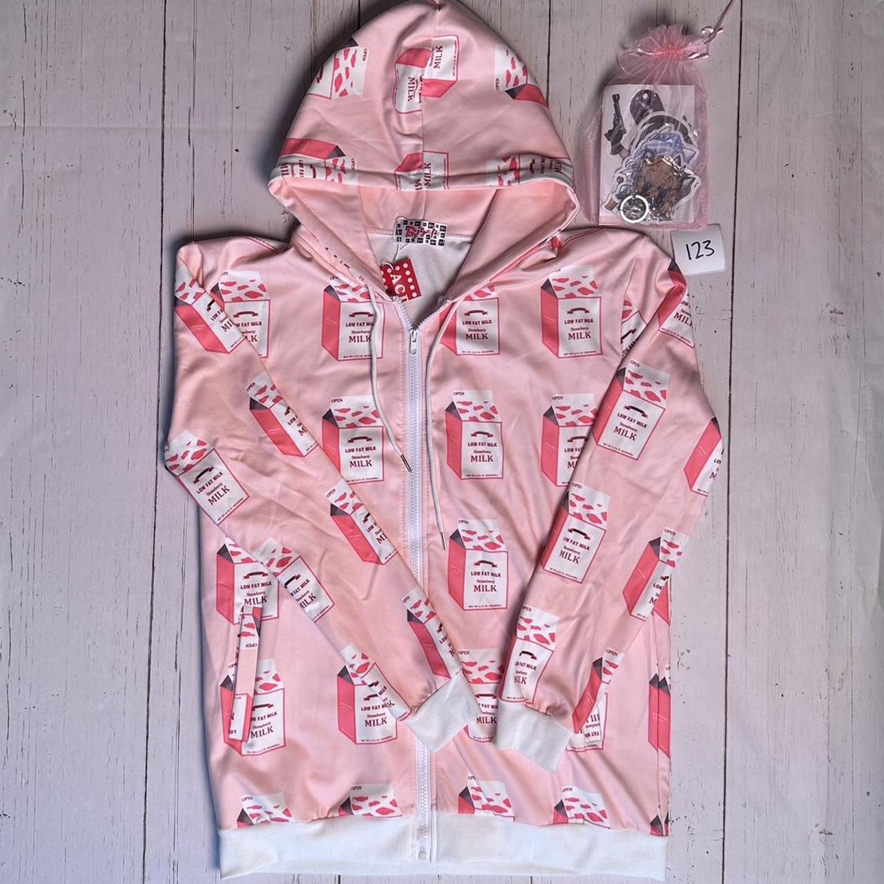 [123] STRAWBERRY MILK ZIP UP HOODIE Worn for this... | Depop