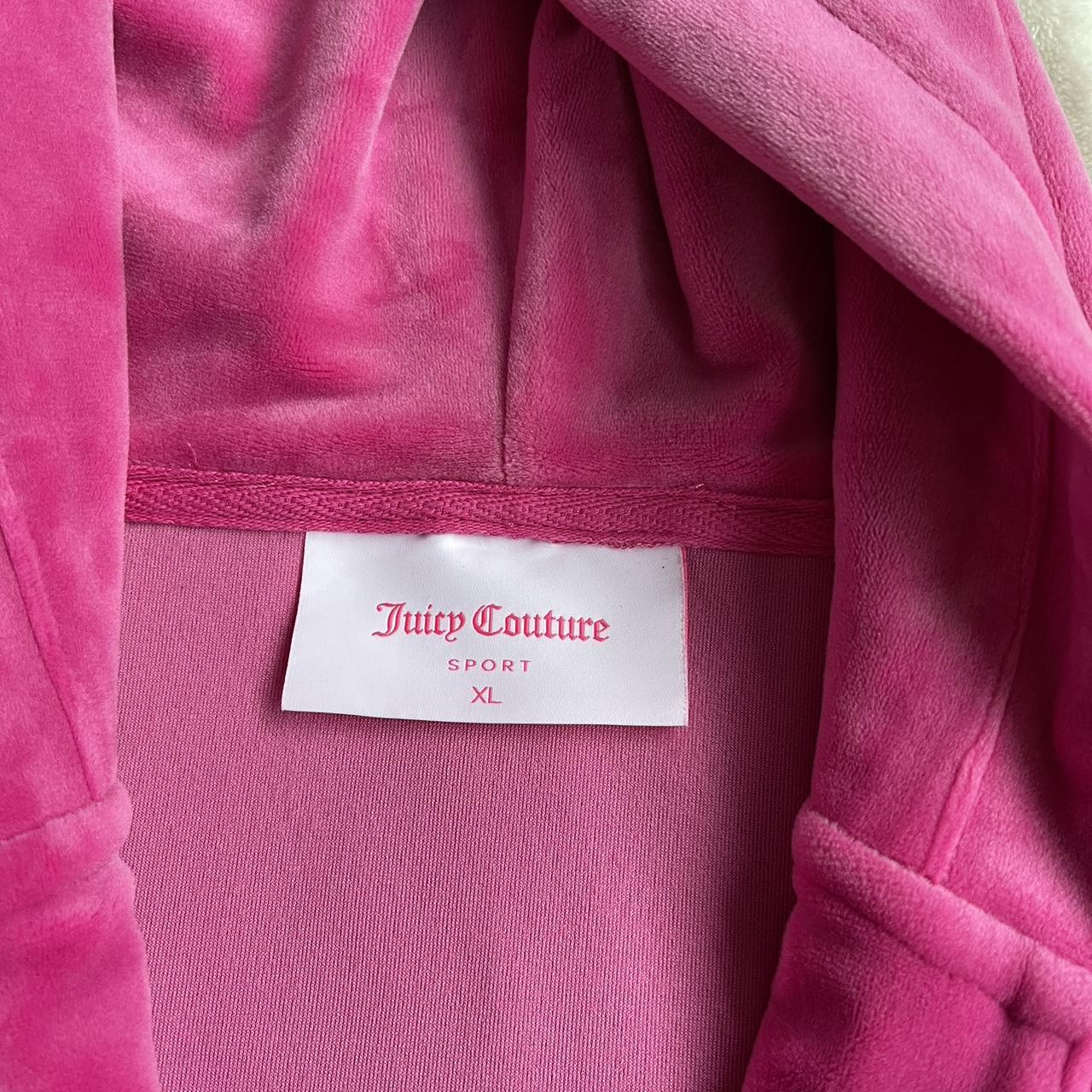 hot pink juicy track top cropped fit & velour... - Depop