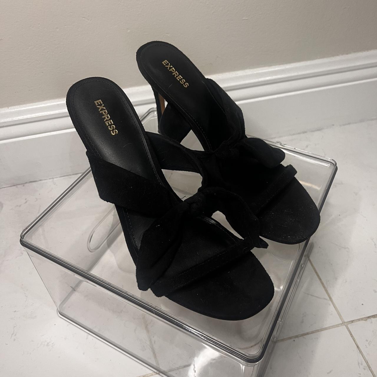 Express black heels with bow. #express #black... - Depop