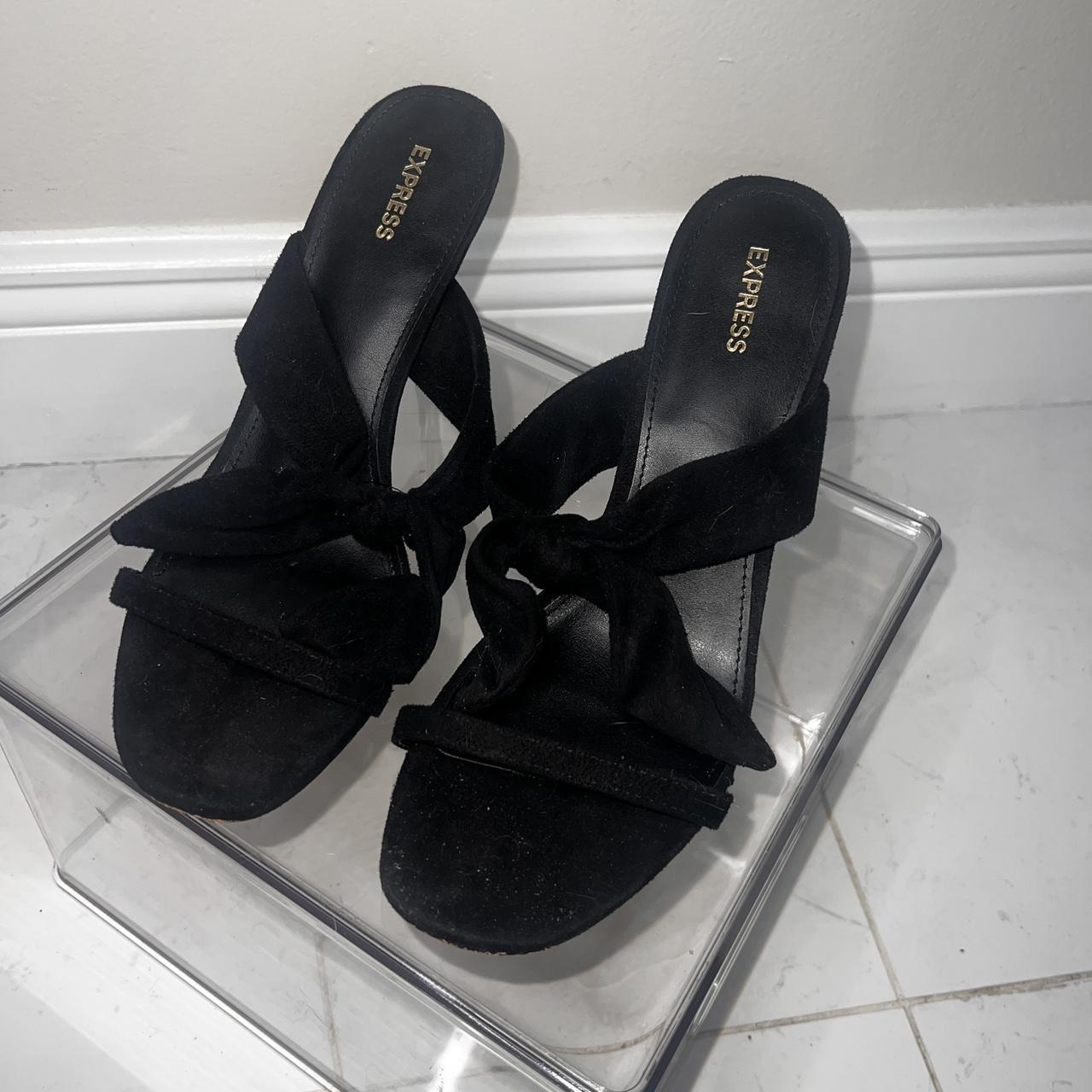 Express black heels with bow. #express #black... - Depop