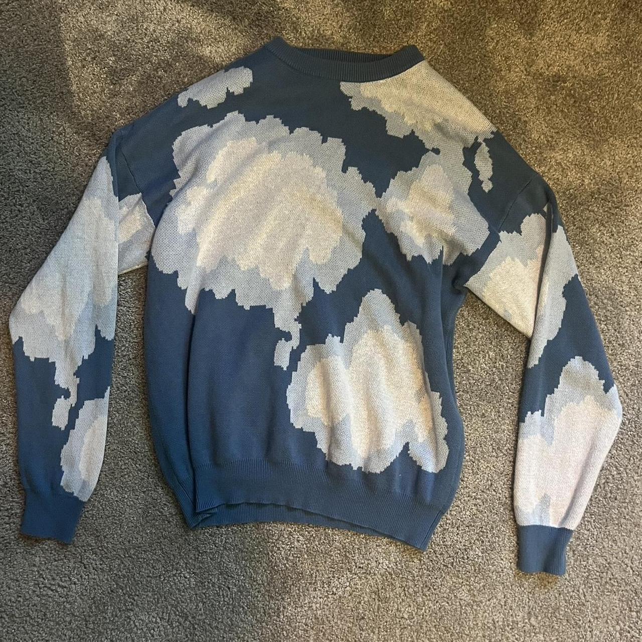 Graphic knit cloud sweater Tagged large fits like a... - Depop