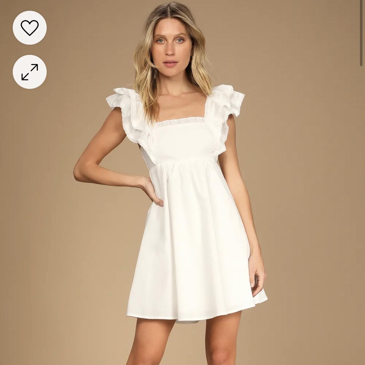 Lulus White Ruffled Mini Dress Brand new with... - Depop
