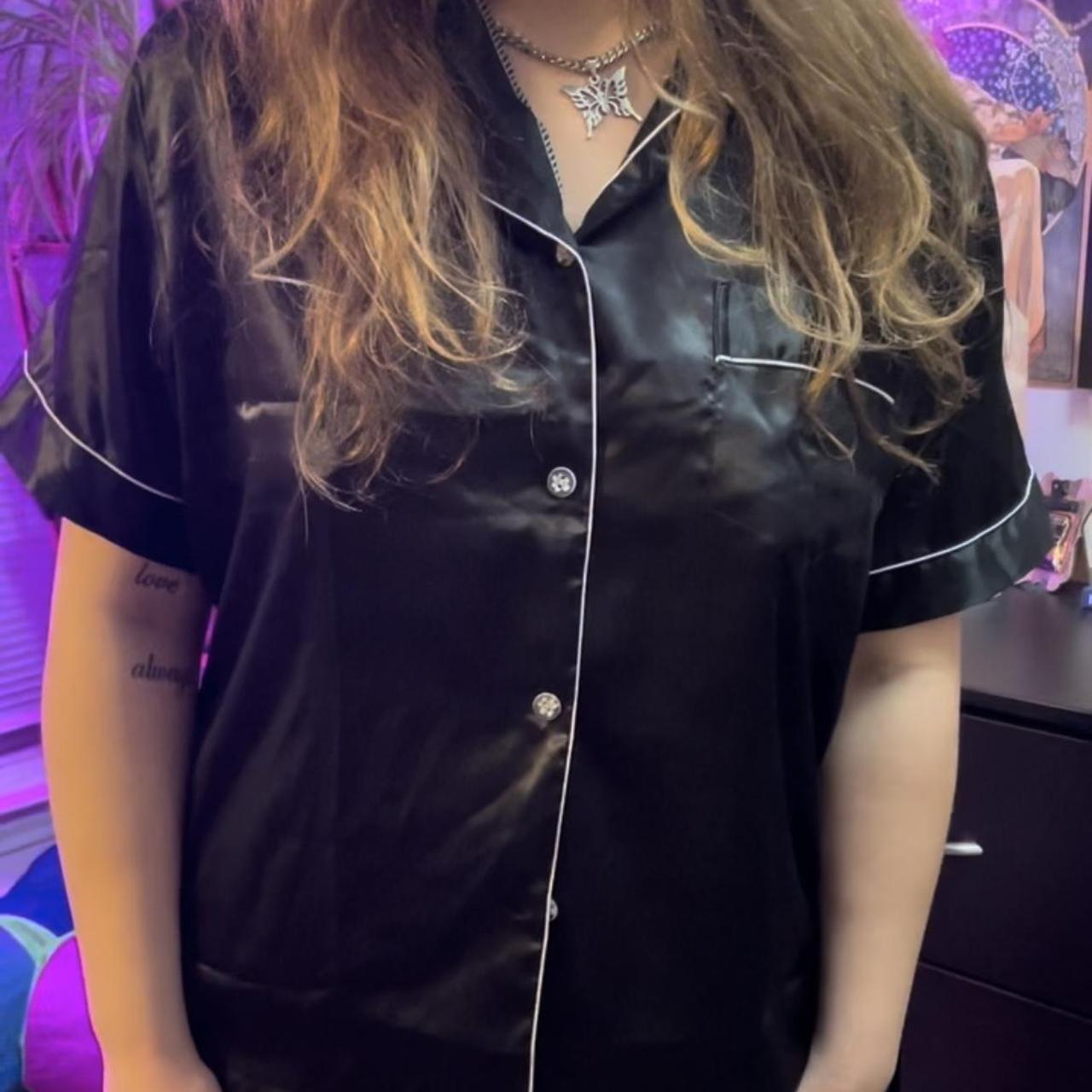 Satin sleep shirt and short set. So comfy and cozy!... - Depop