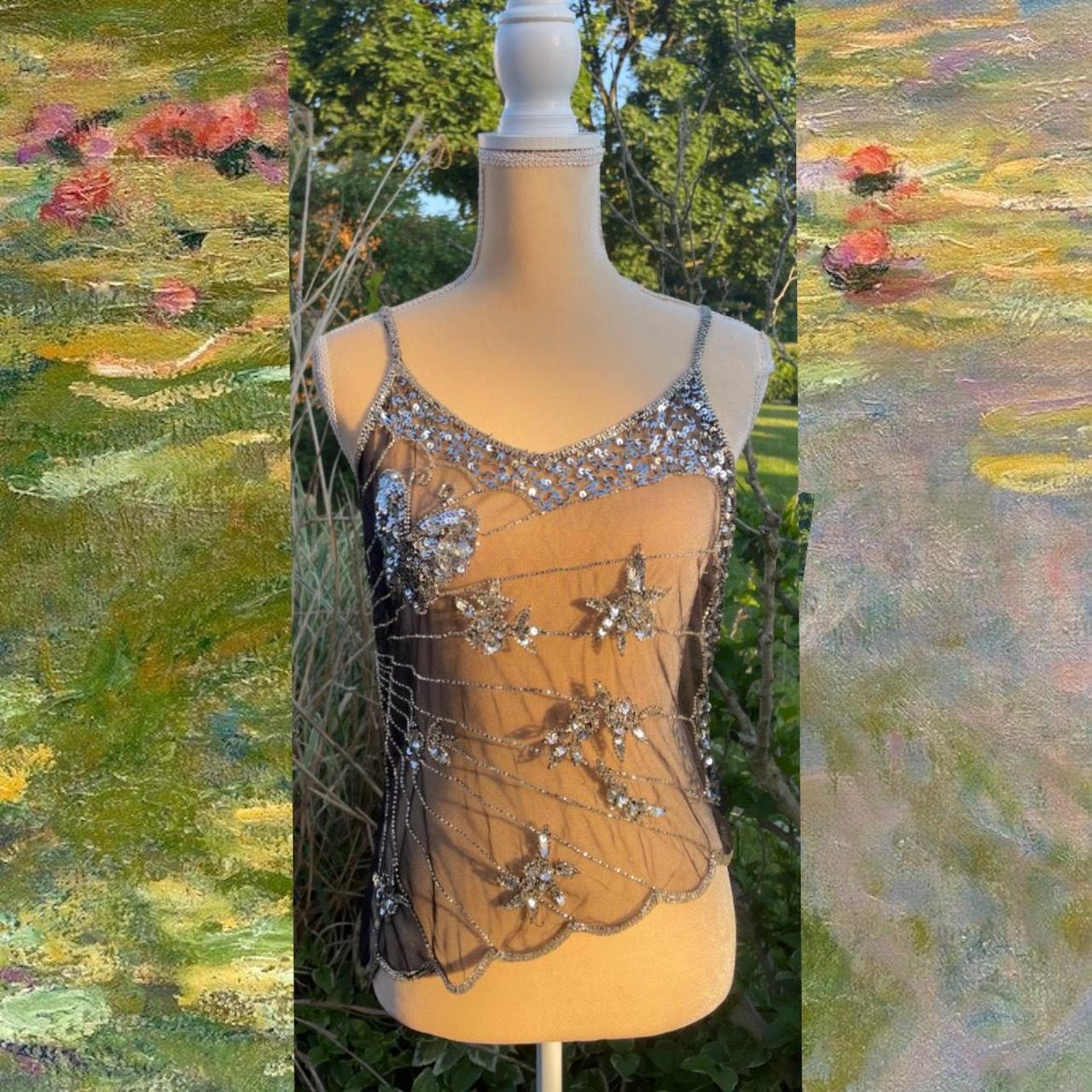 Absolutely insane vintage, early 2000s mesh sequin... - Depop