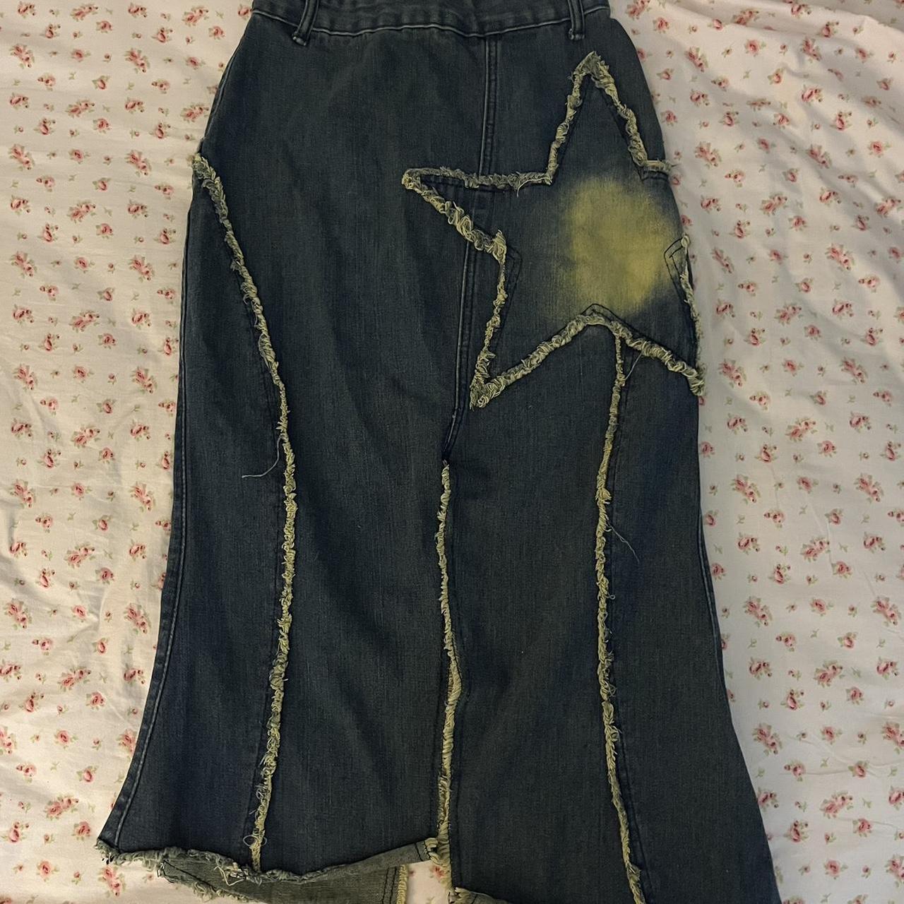 emmiol long denim star skirt - Depop