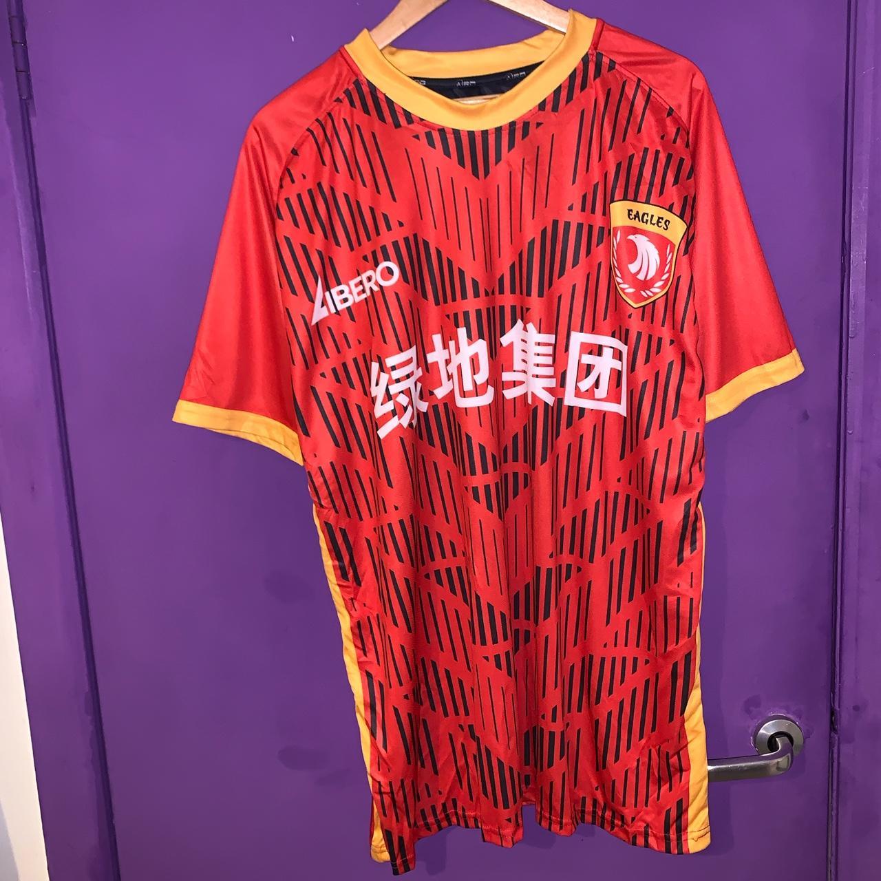 Libero Sportswear Men's Red and Yellow T-shirt | Depop