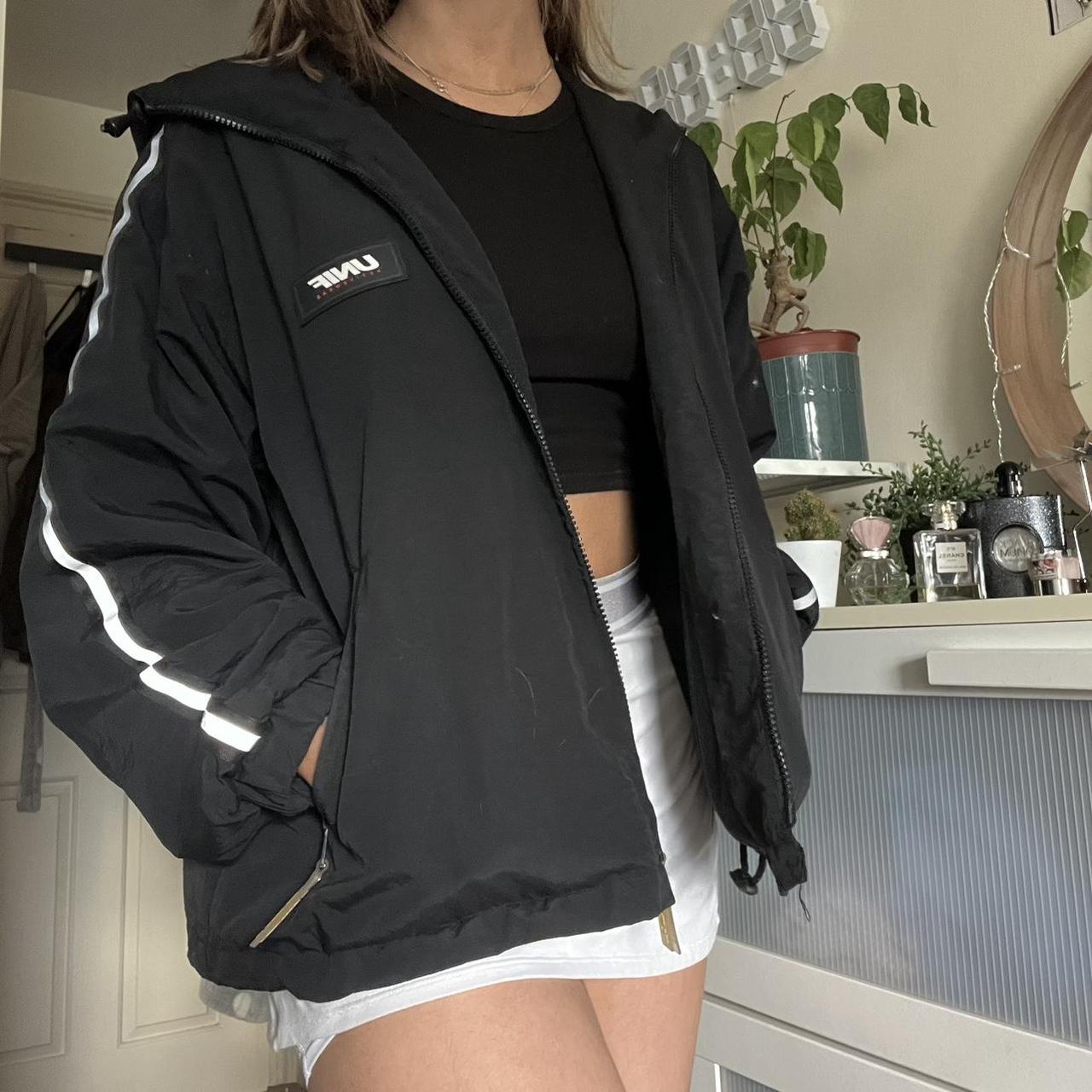 UNIF Women's Black and White Jacket | Depop