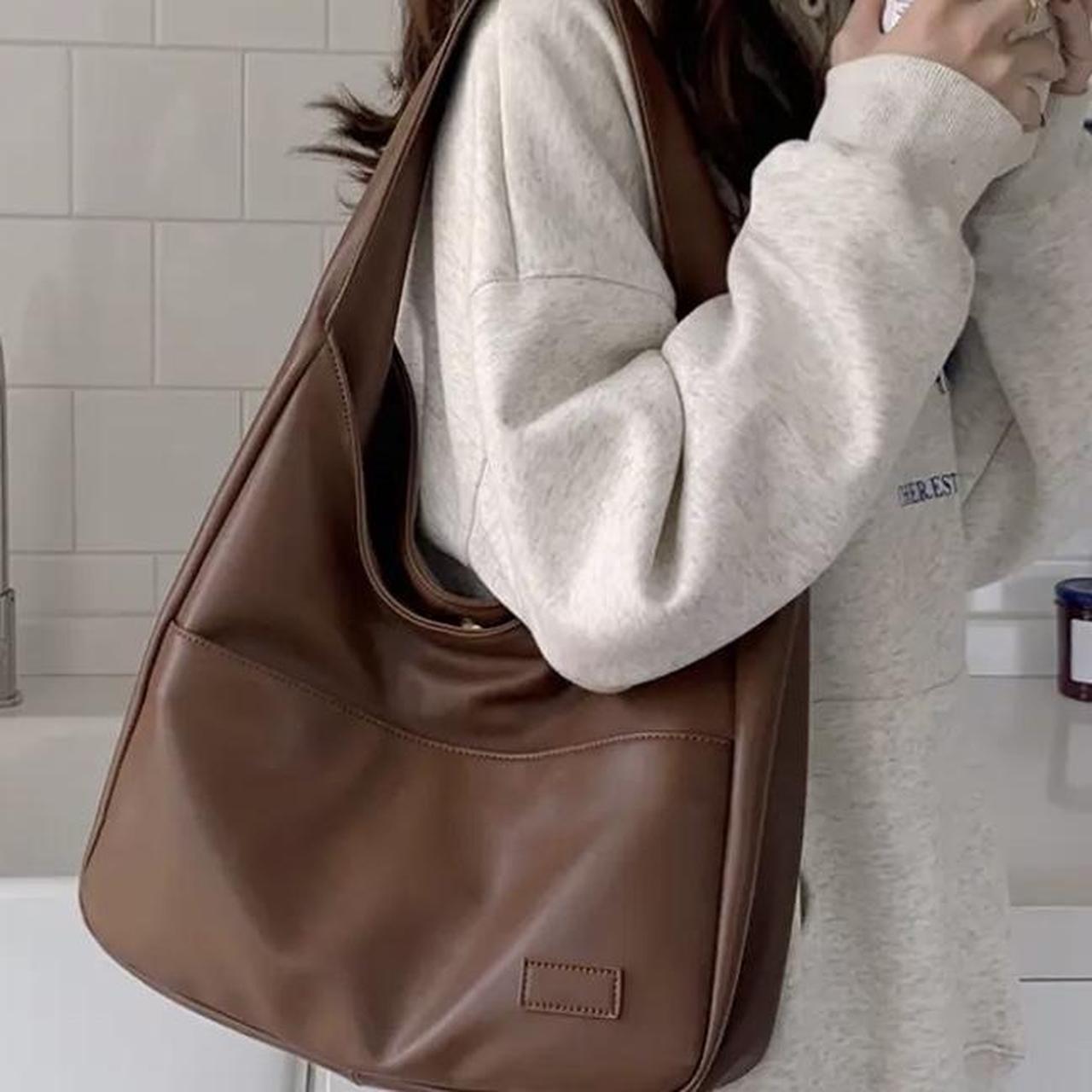 Brown New Simple Large Tote Bag Shoulder Bag Casual... - Depop