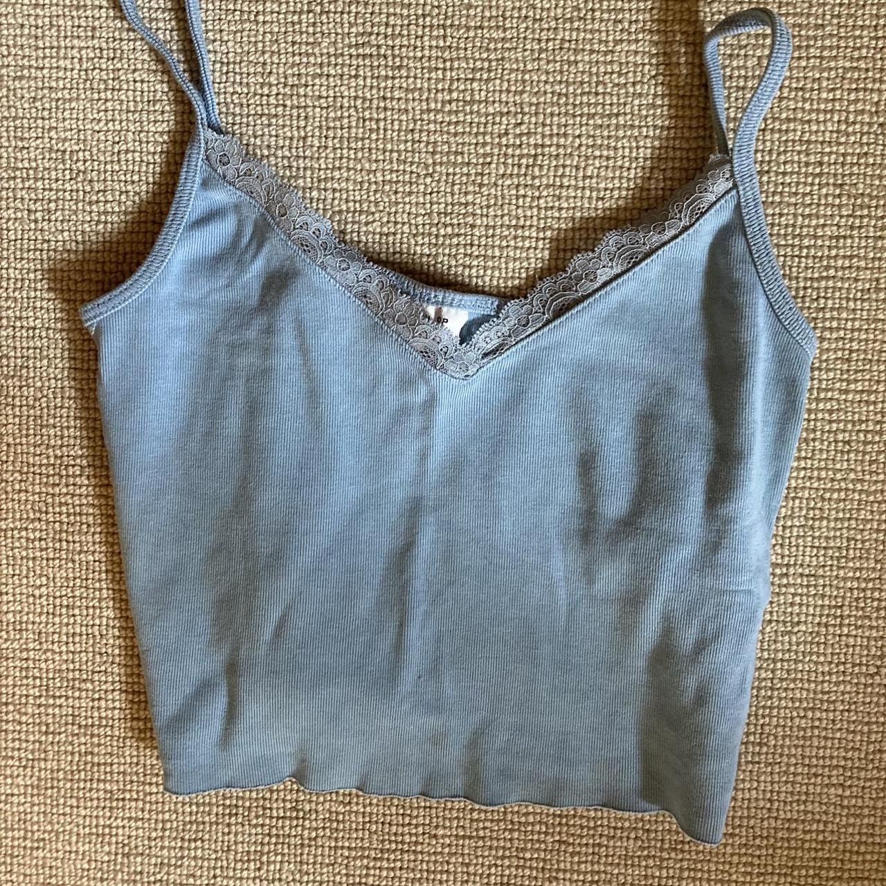 super cute, baby blue, top. perf for summer - Depop
