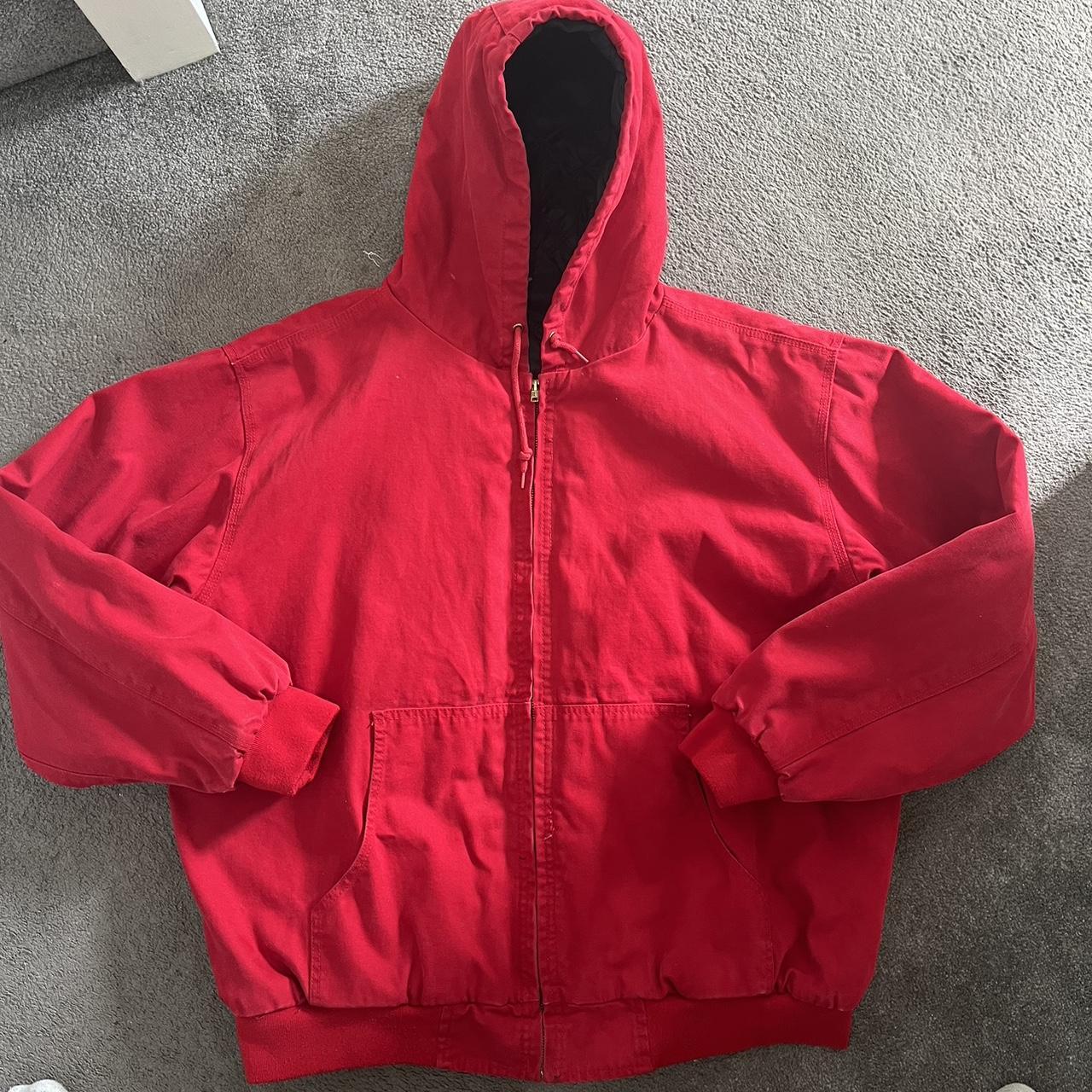 Red Heavyweight active jacket Retro workwear jacket,... - Depop