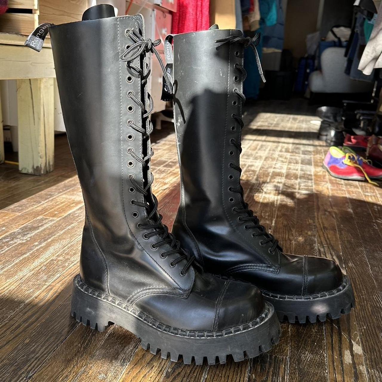 Shellys London Knee High Platform combat boots Size... - Depop