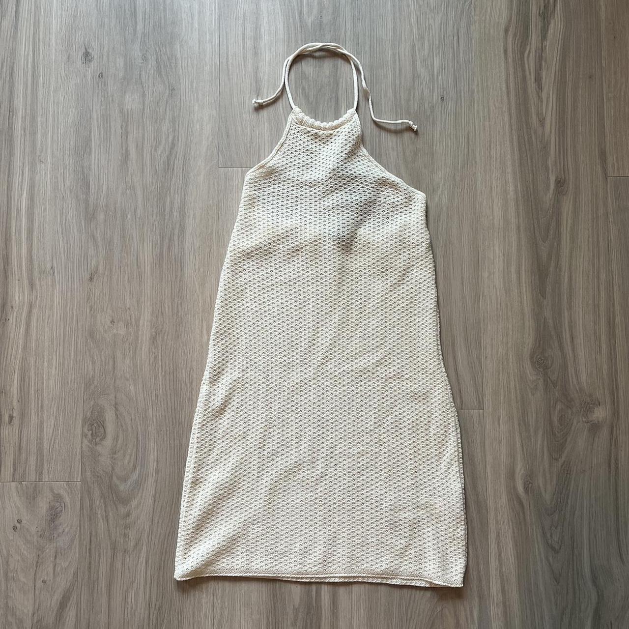 BOOHOO Ivory Knitted Halter Mini Dress 🤍 Never... | Depop