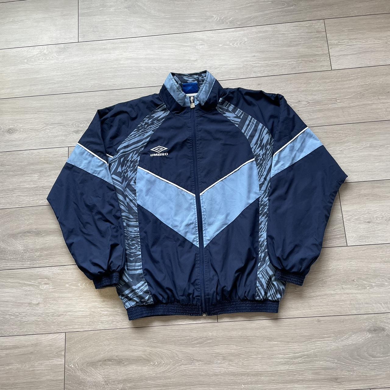 90s Navy & Baby Blue Umbro Track Jacket Size... - Depop