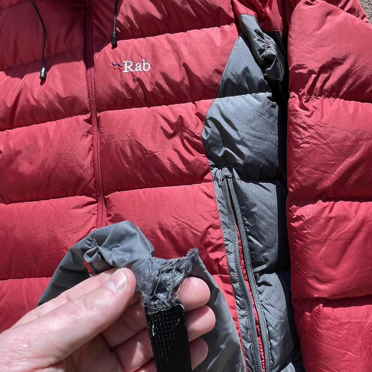 Two Tone Red & Grey Rab Ascent Down Puffer... - Depop