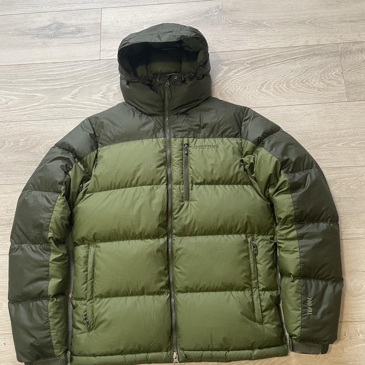Two Tone Green Marmot 700 Down Fill Puffer... - Depop