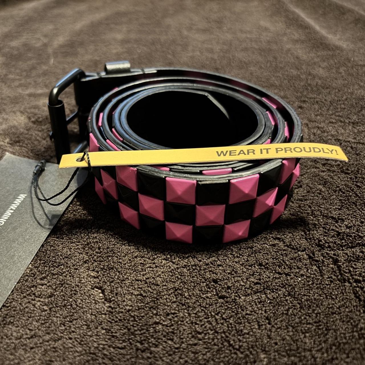 pink and black checker belt minga london 39” #minga... - Depop