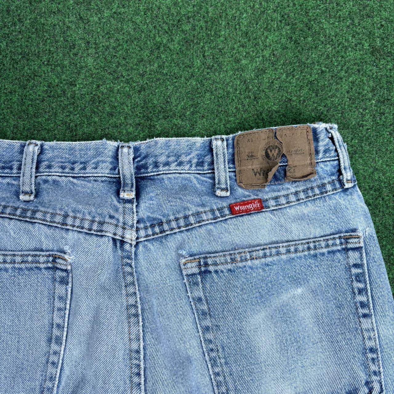 Blue wrangler ripped jeans MEASURES‼️ size: 34,... - Depop